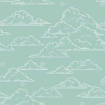 Clouds Seamless Pattern Hand-drawn Stock Vector - Illustration of ...