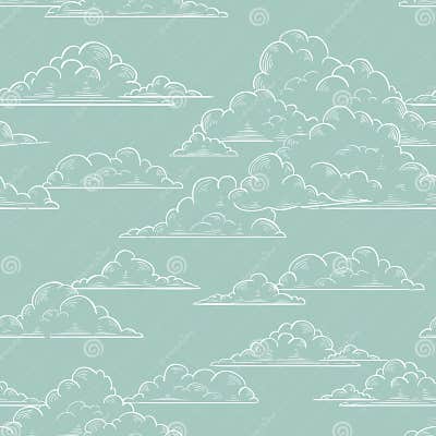 Clouds Seamless Pattern Hand-drawn Stock Vector - Illustration of ...