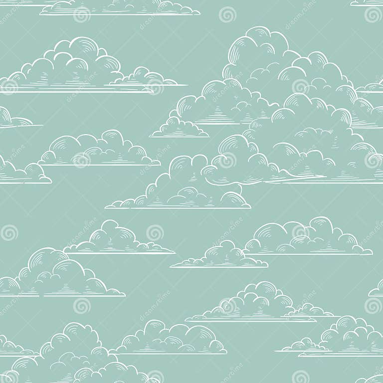 Clouds Seamless Pattern Hand-drawn Stock Vector - Illustration of ...