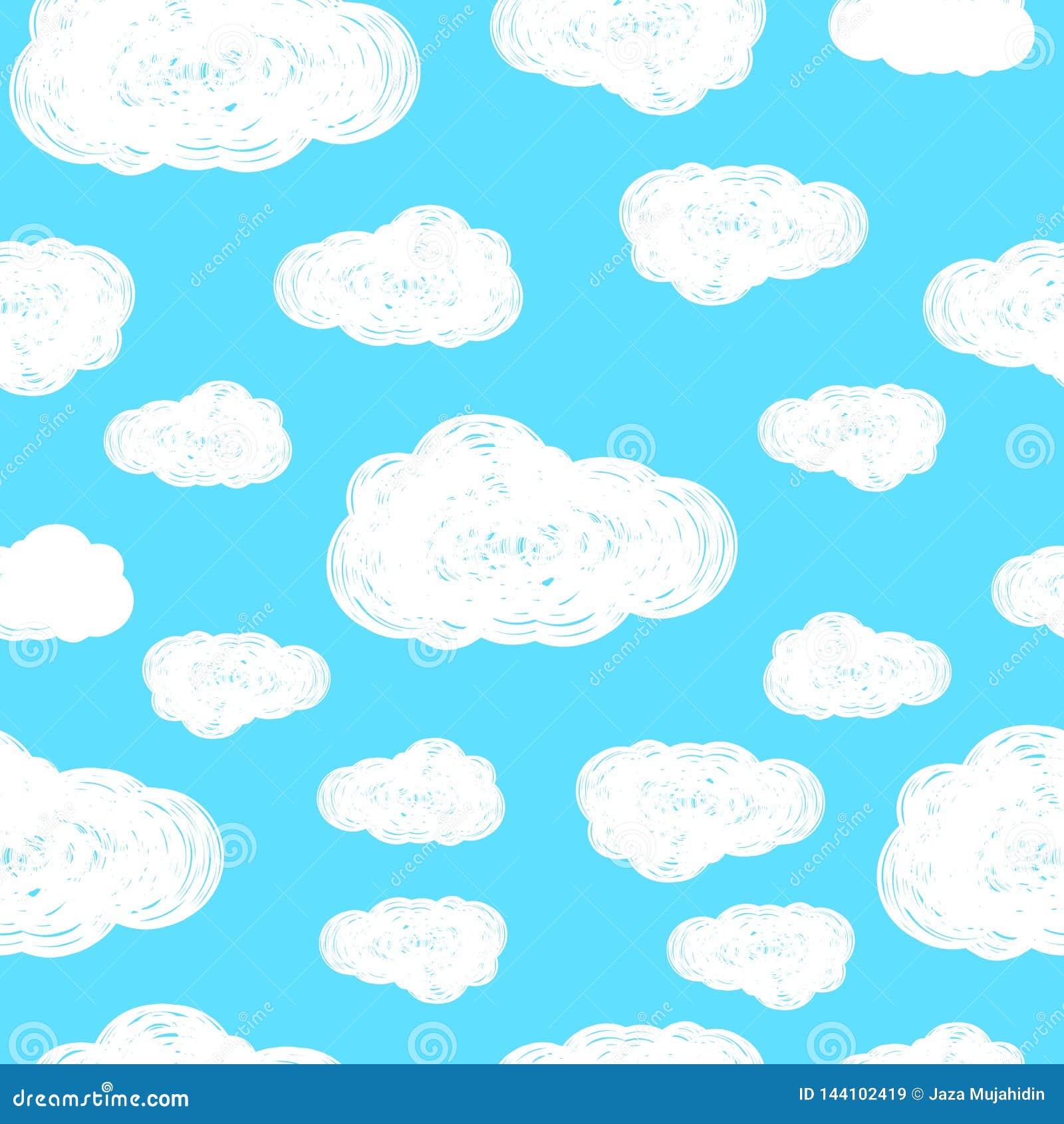 Clouds Seamless Pattern Vector Stock Vector - Illustration of backgound ...