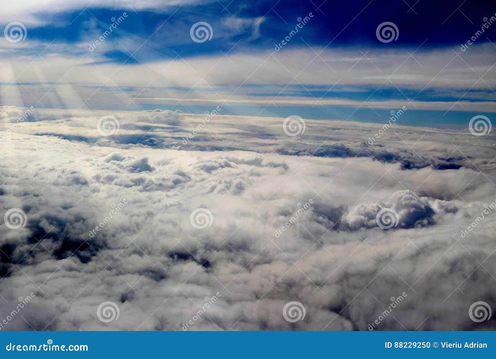 Clouds Seen from an Airplane, Sunshine, Soil Background Stock Photo ...