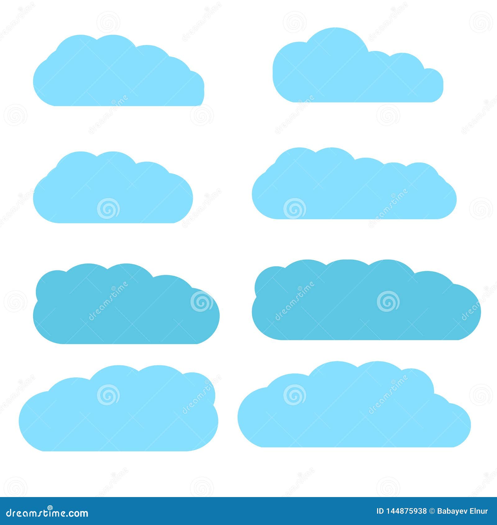 Clouds Set Isolated on White Background. Collection of Clouds for Web ...