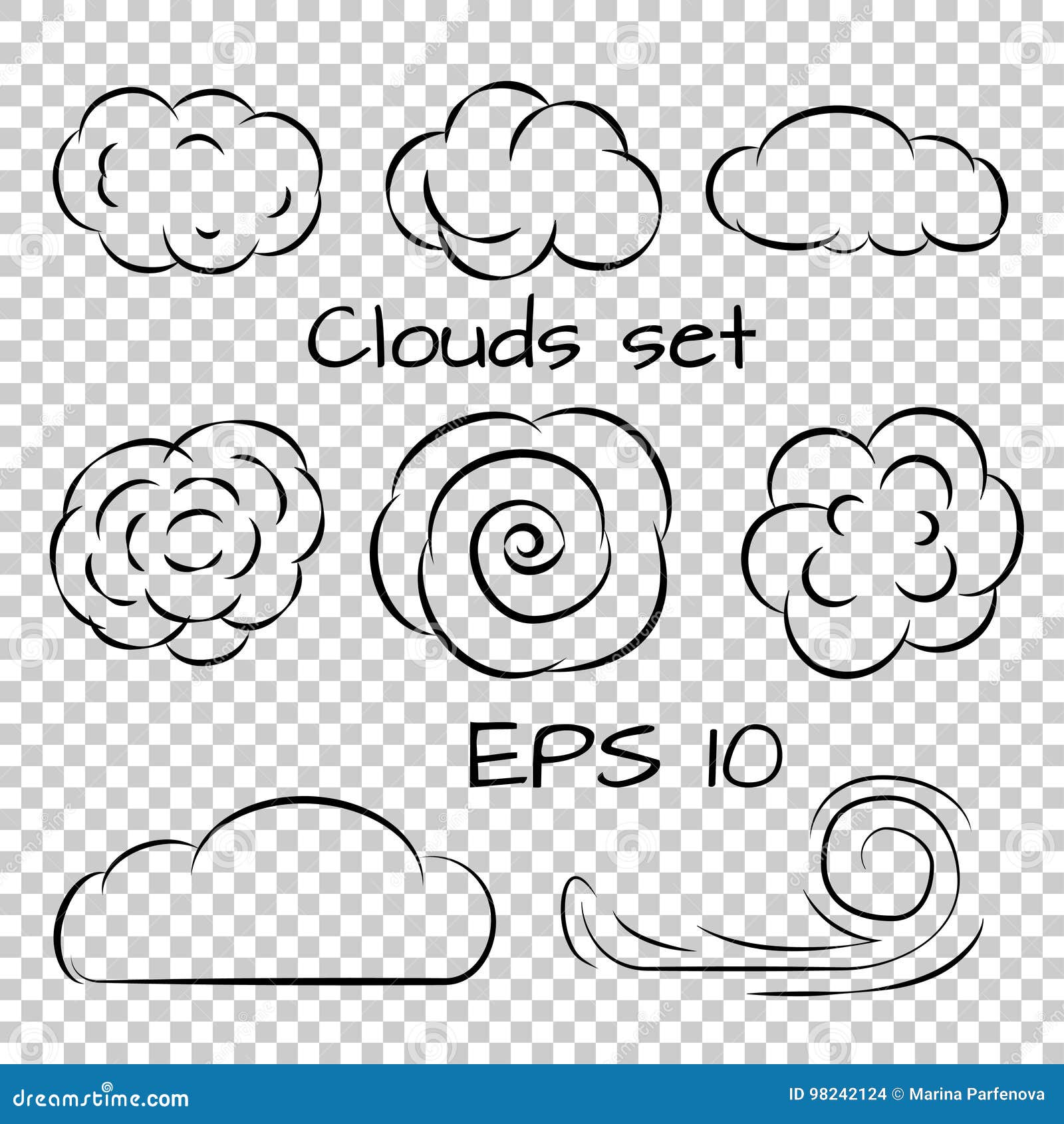 Clouds Set Line Icons Vector Illustration Stock Vector - Illustration ...