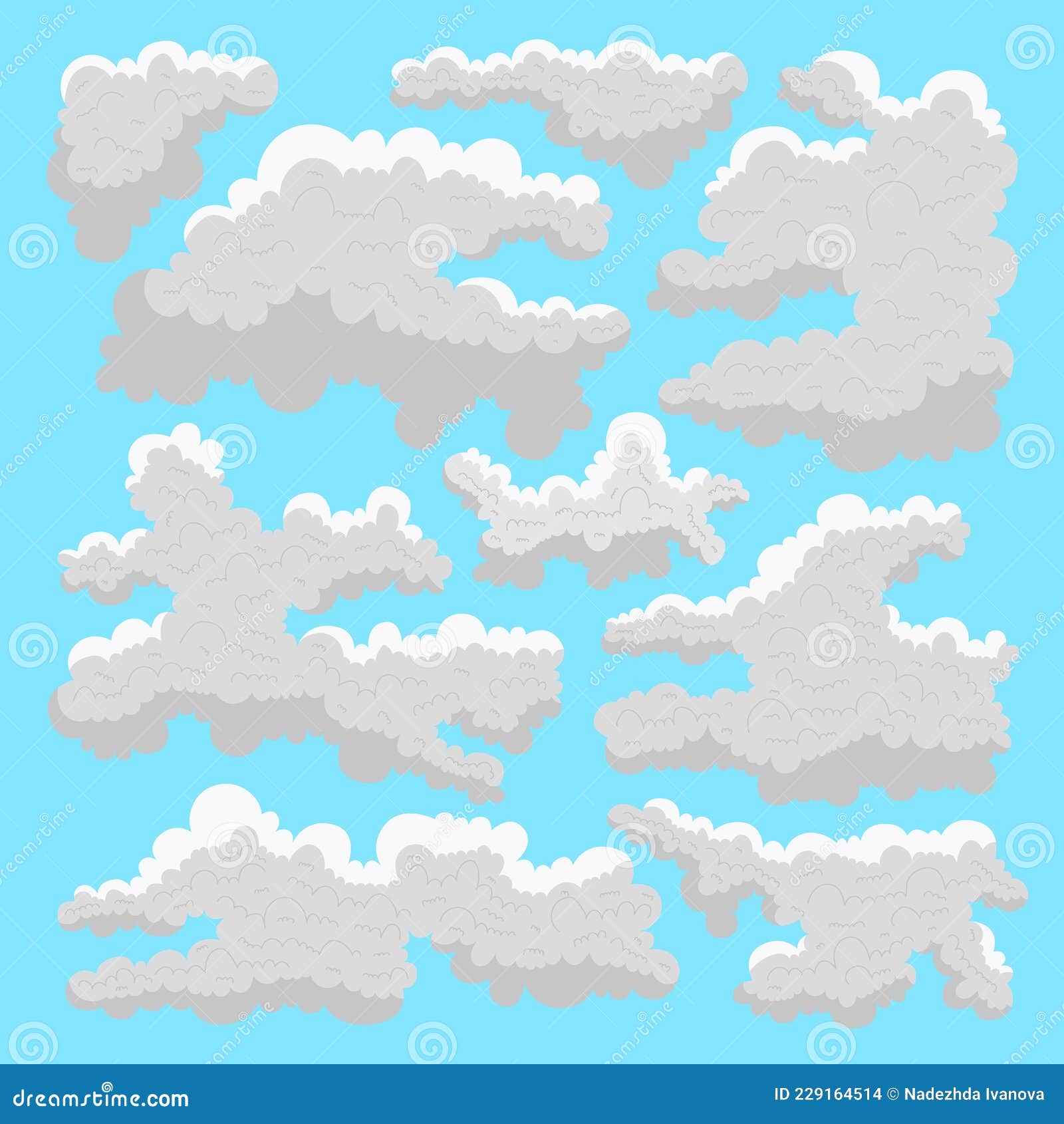 Clouds Set Vector Illustration EPS 10. Stock Vector - Illustration of weather, connection: 229164514