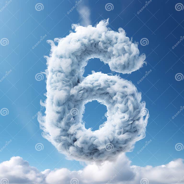 Symbolic Overload: Misty Number 6 in Vibrant Blue Sky Stock ...