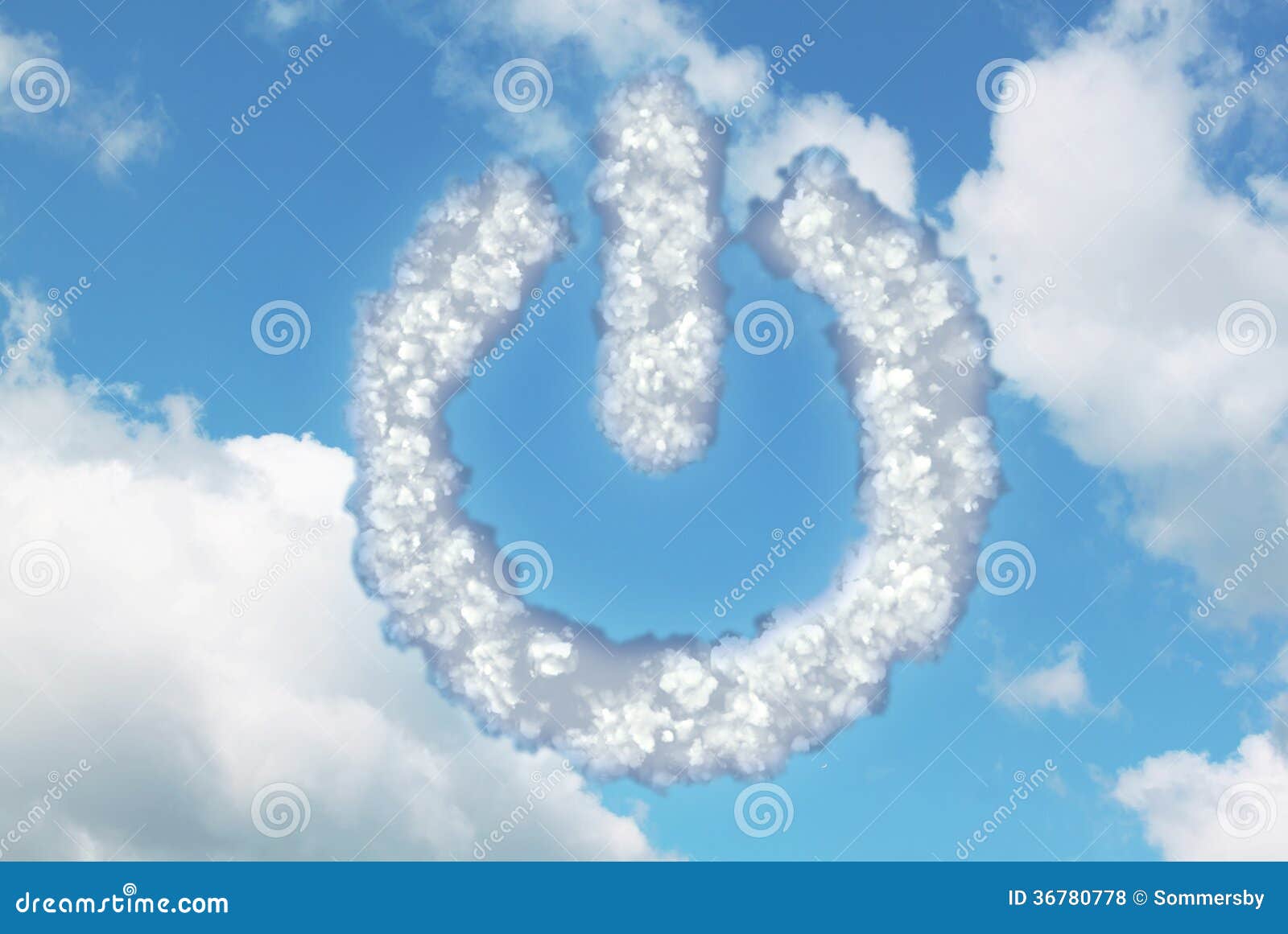 Clouds in Shape of Power Button Icon Stock Illustration - Illustration ...