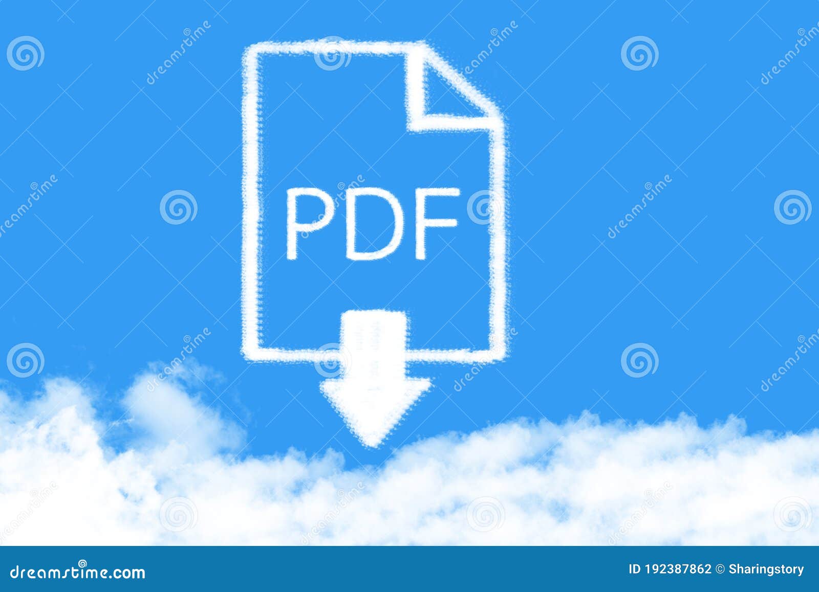 Clouds Shaped Pdf File on Blue Sky Stock Photo - Image of icon, blue ...