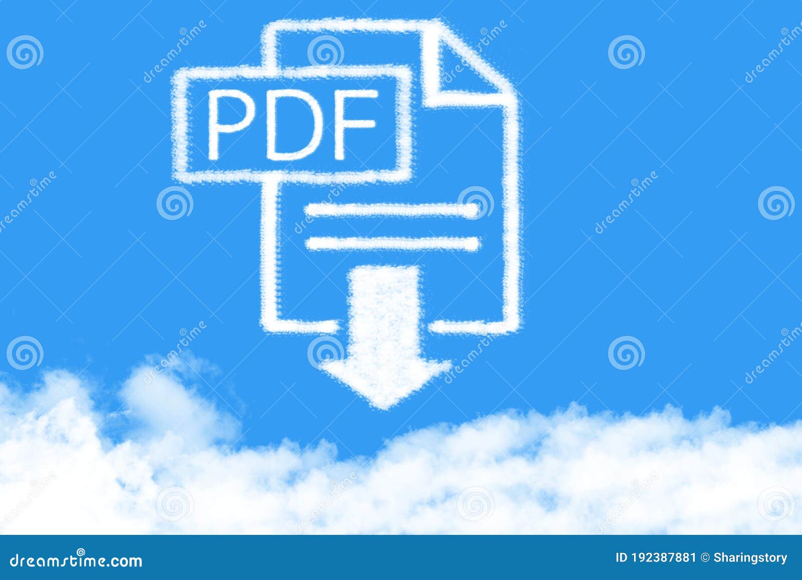 Clouds Shaped Pdf File on Blue Sky Stock Image - Image of digital, sign ...