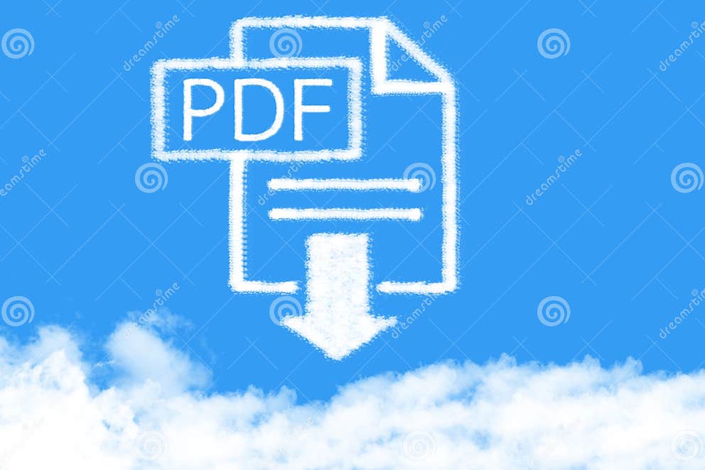 Clouds Shaped Pdf File on Blue Sky Stock Image - Image of digital, sign ...