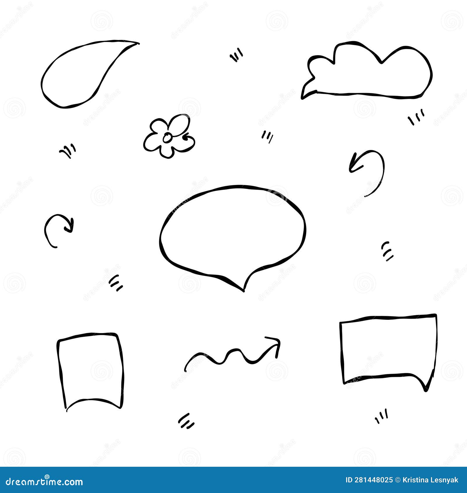 Clouds Signs Arrows Doodle Icons Sets Elements Stock Vector ...