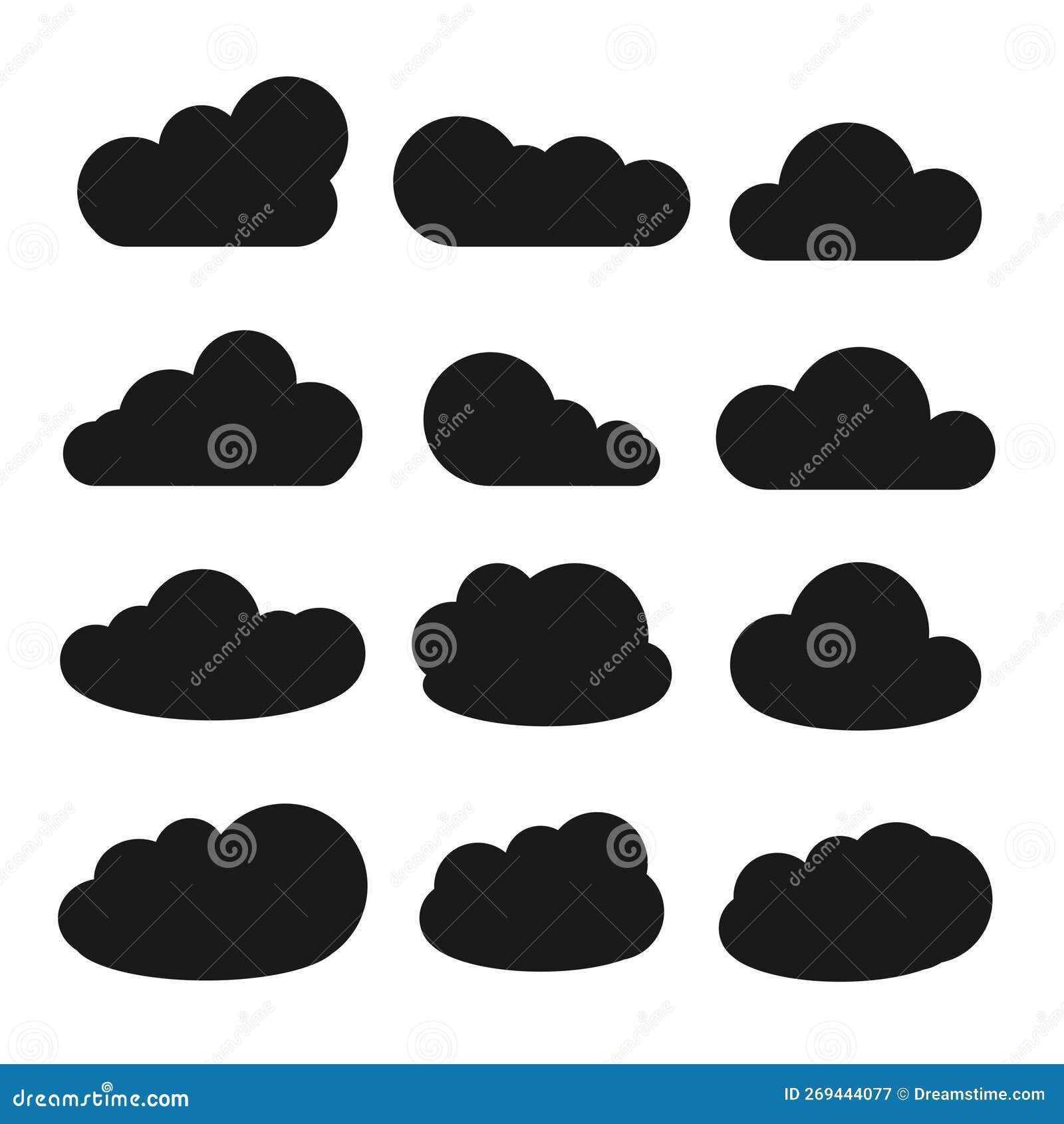Clouds Silhouettes. Vector Set Illustration Stock Illustration ... Clouds Silhouettes. Vector Set Illustration Stock Illustration ...