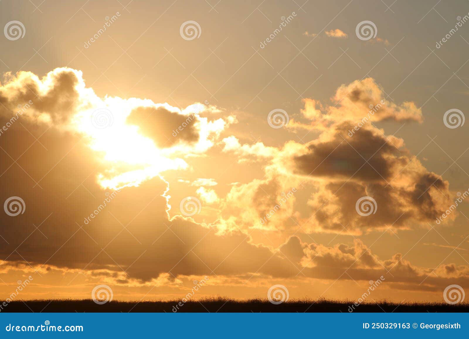 Clouds Silver Lining in Colorful Sunset Sky Stock Image - Image of ...