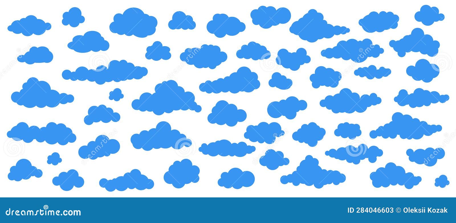 Clouds in the Sky. Abstract Blue Cloud Set Isolated on White Background ...