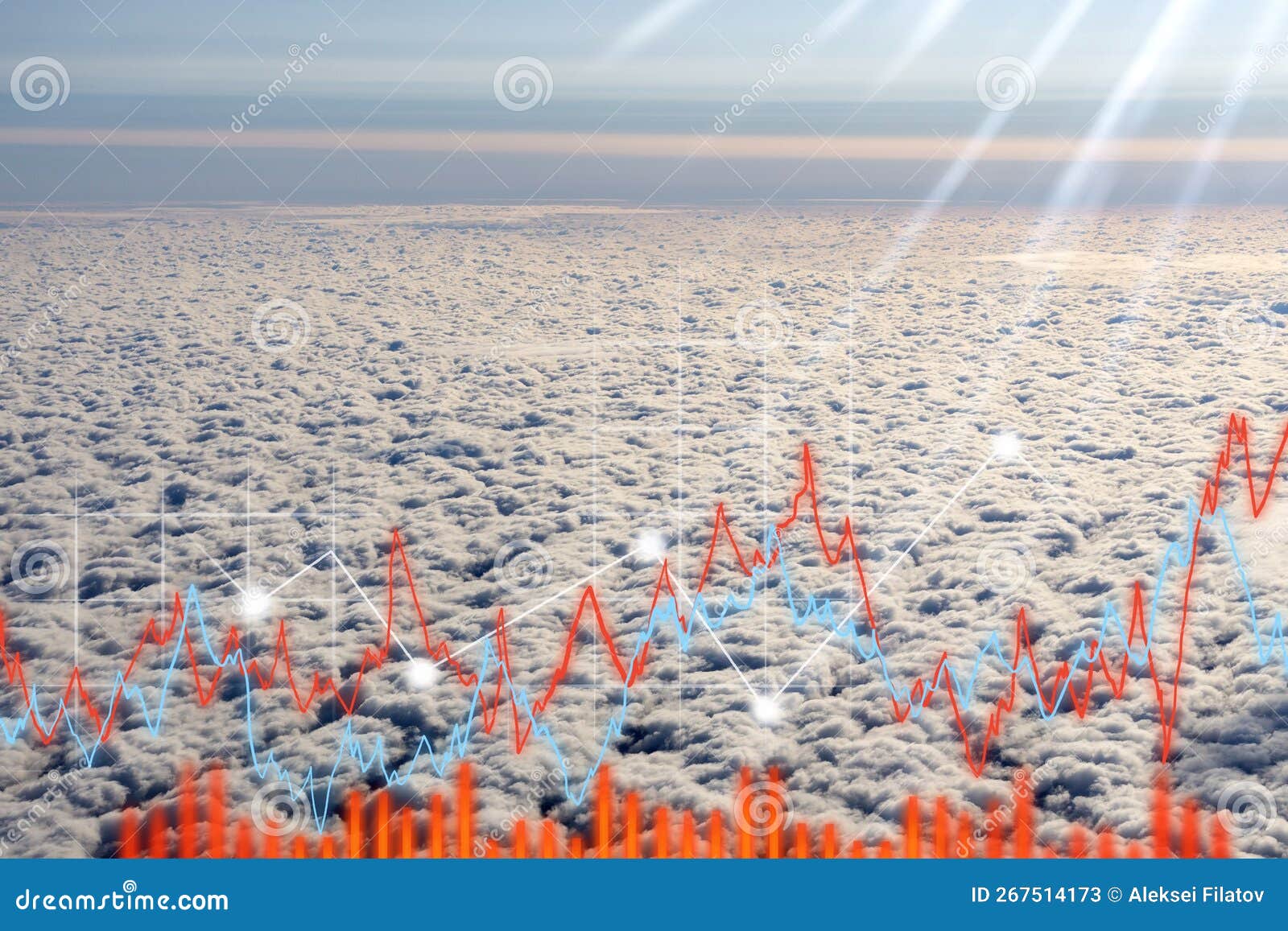 Clouds Sky Background with White Volumetric Foamy Clouds in the Blue ...