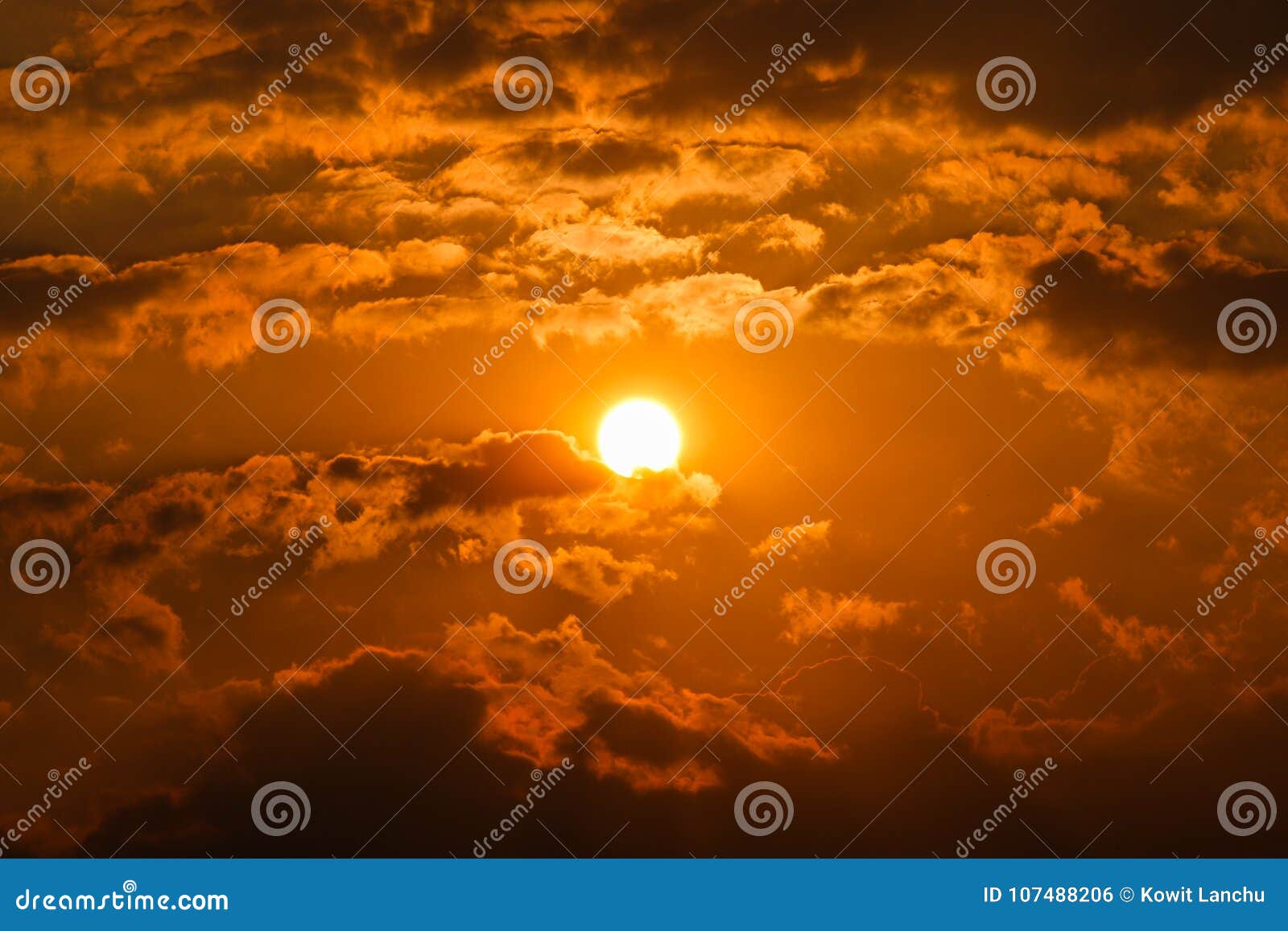 Beauty of Clouds and Sky with Circle of Sun at Sunset Stock Photo ...
