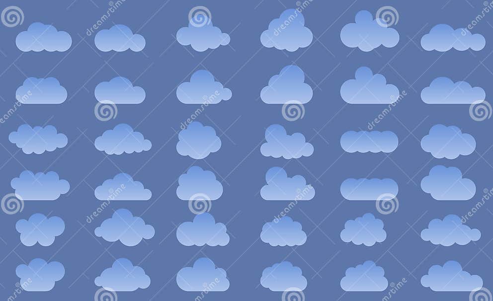 The Clouds in the Sky are Drawn with a Gradient. Abstract White Set of ...