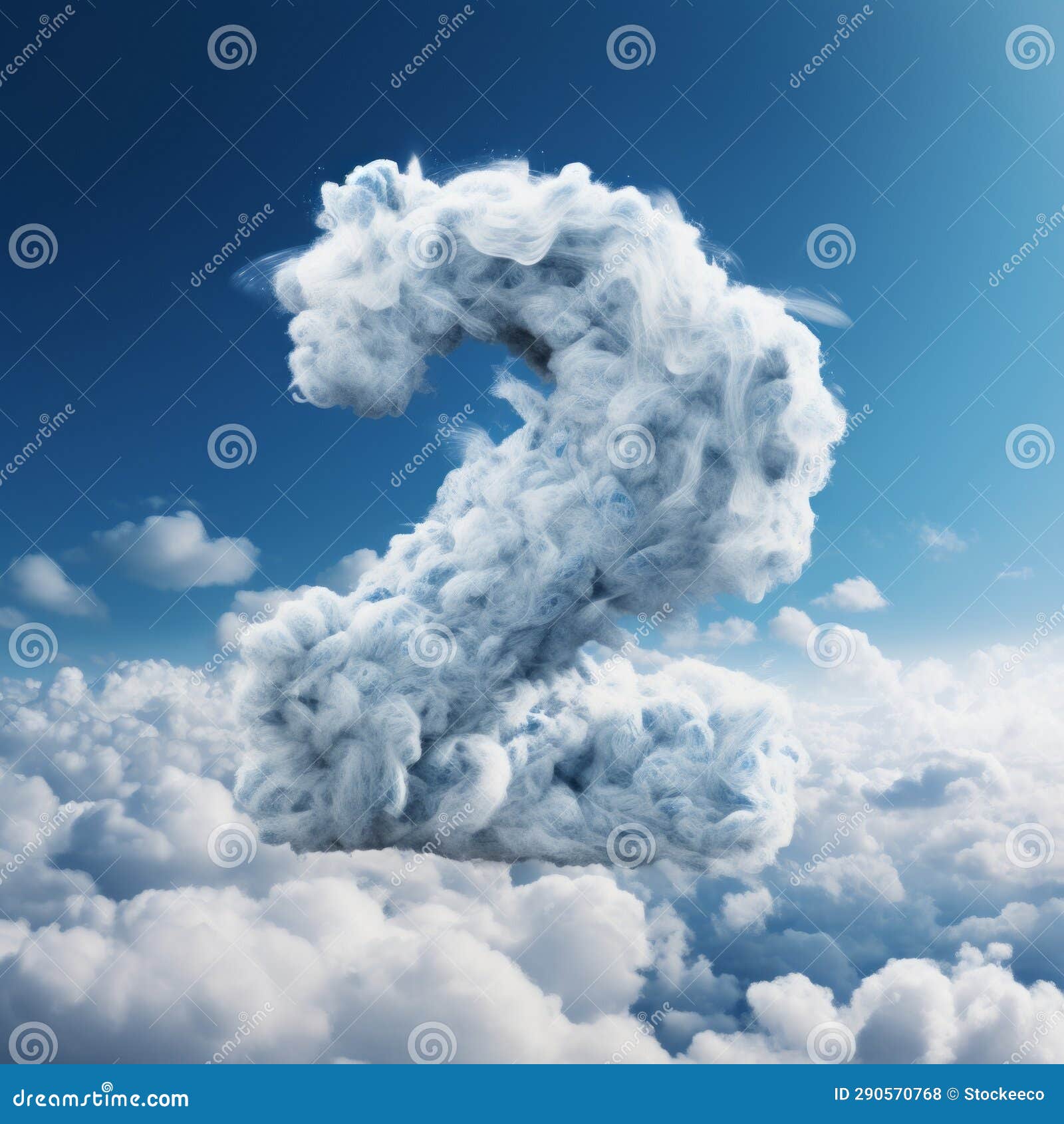 Surrealistic Number 2 in Vibrant Blue Sky Stock Illustration ...
