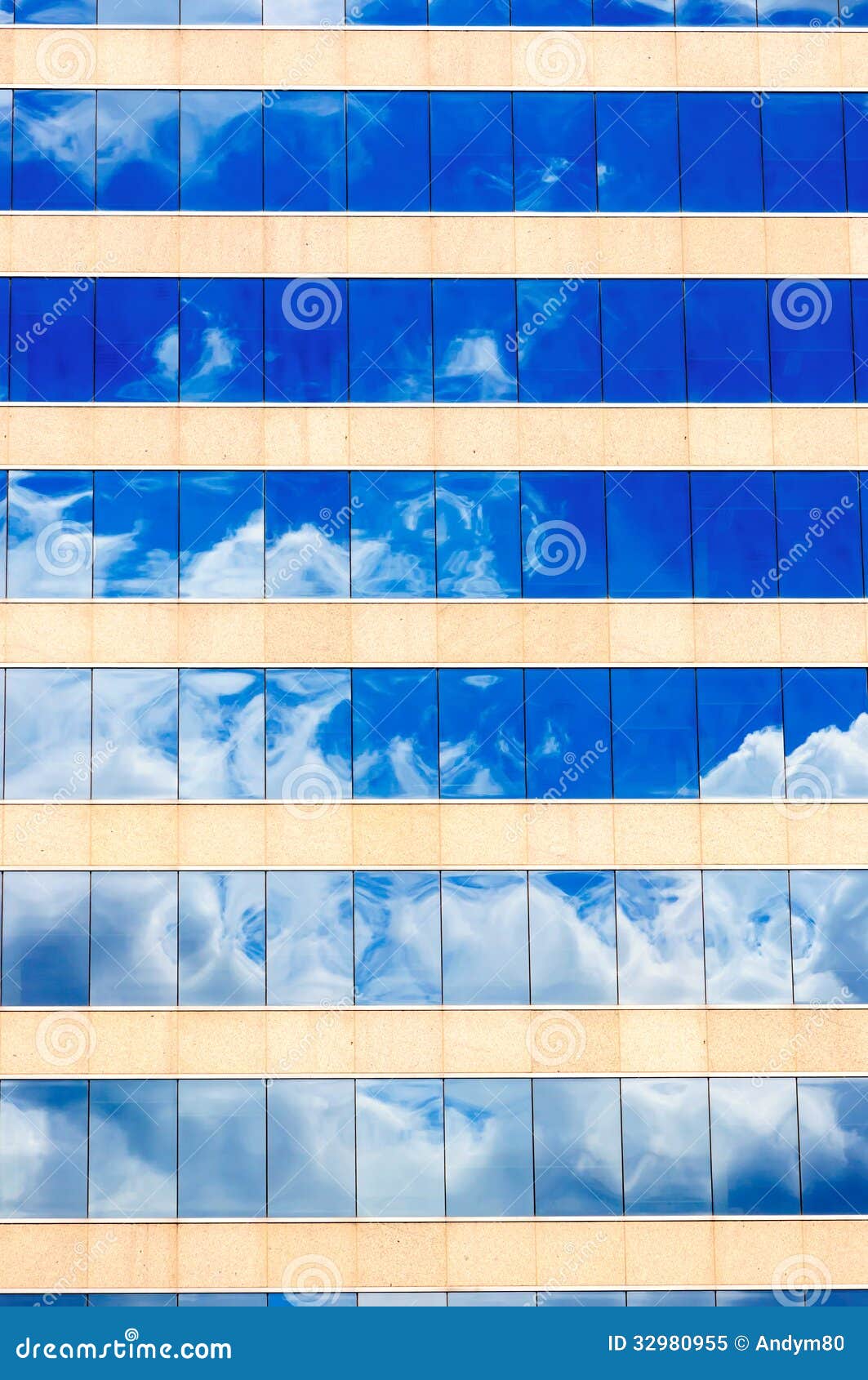 Clouds and Sky Reflection in the Windows Stock Image - Image of modern ...