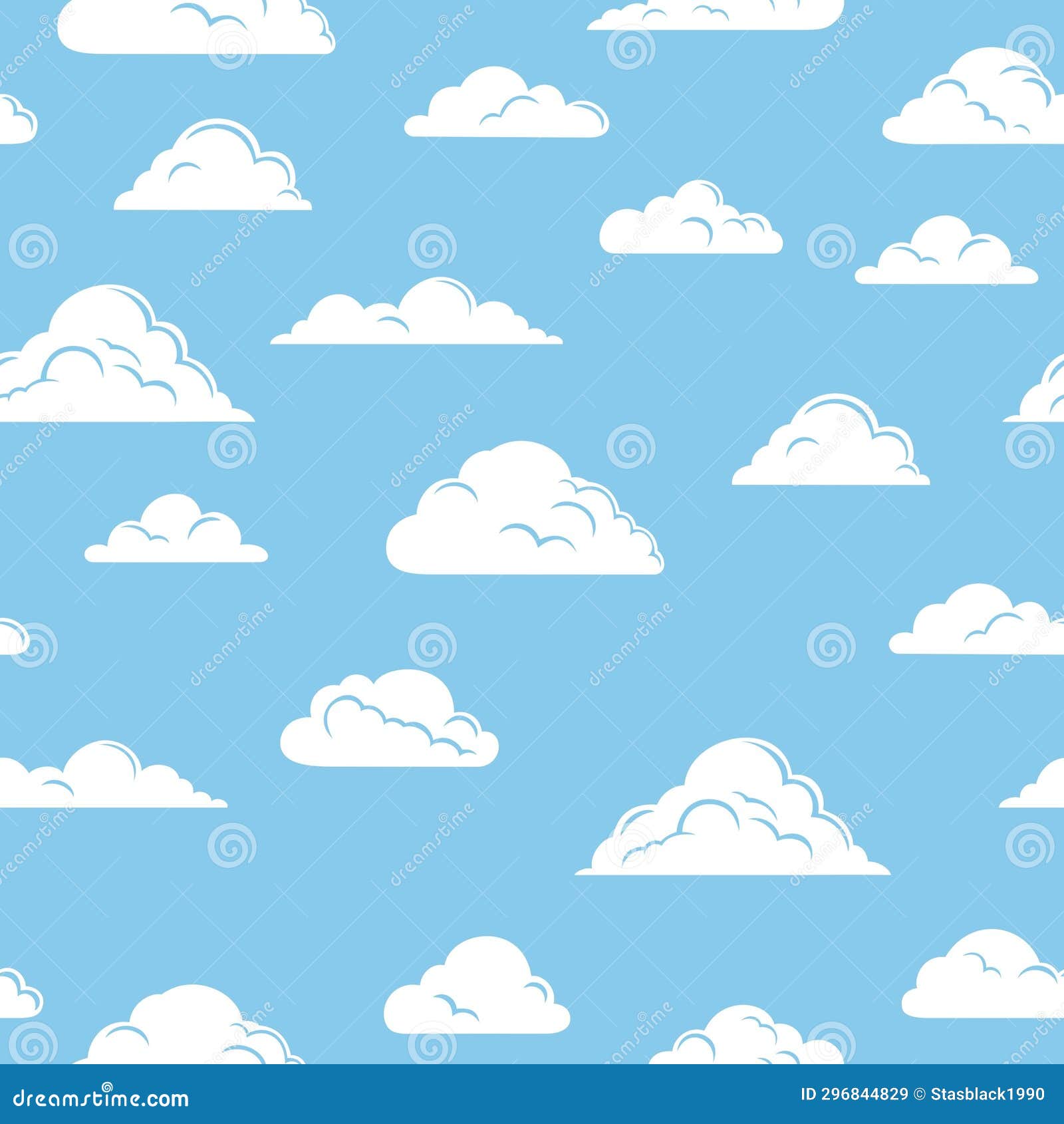 Clouds in the Sky Seamless Pattern. Various Clouds Shapes Silhouette on ...