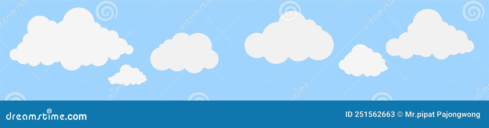 Clouds and Sky, Weather Nature Background, Horizontal Banner , Vector ...