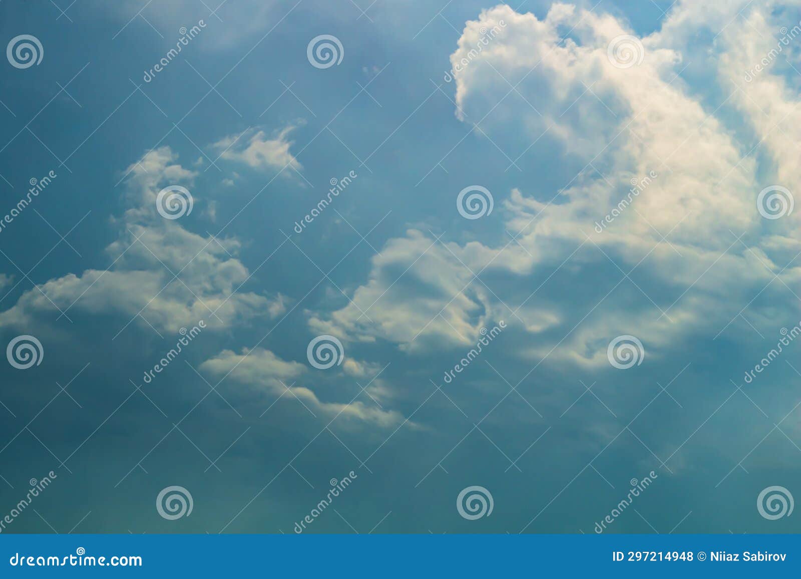 Clouds with Slight Haze and Selective Focus on Bluish Sky. Blurry, Cloudy Weather, Autumn Blues ...