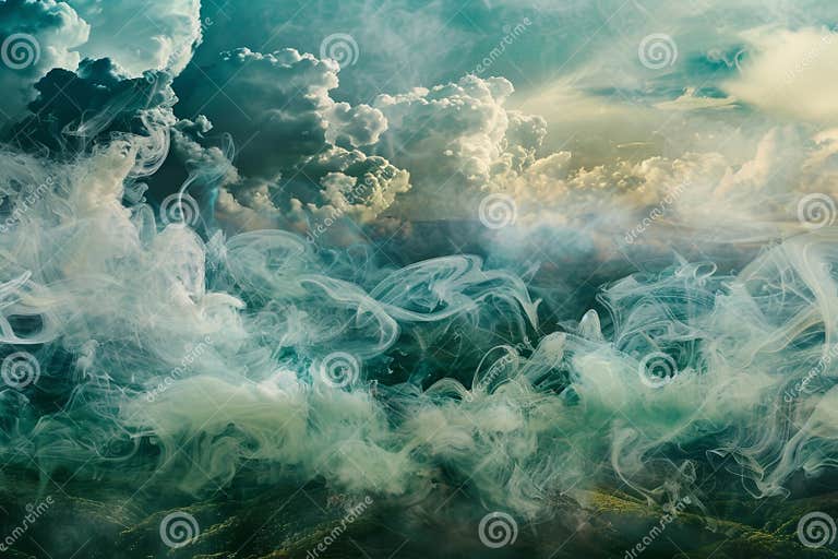 Clouds and Smoke Create a Swirling Pattern in the Sky, Forming a ...