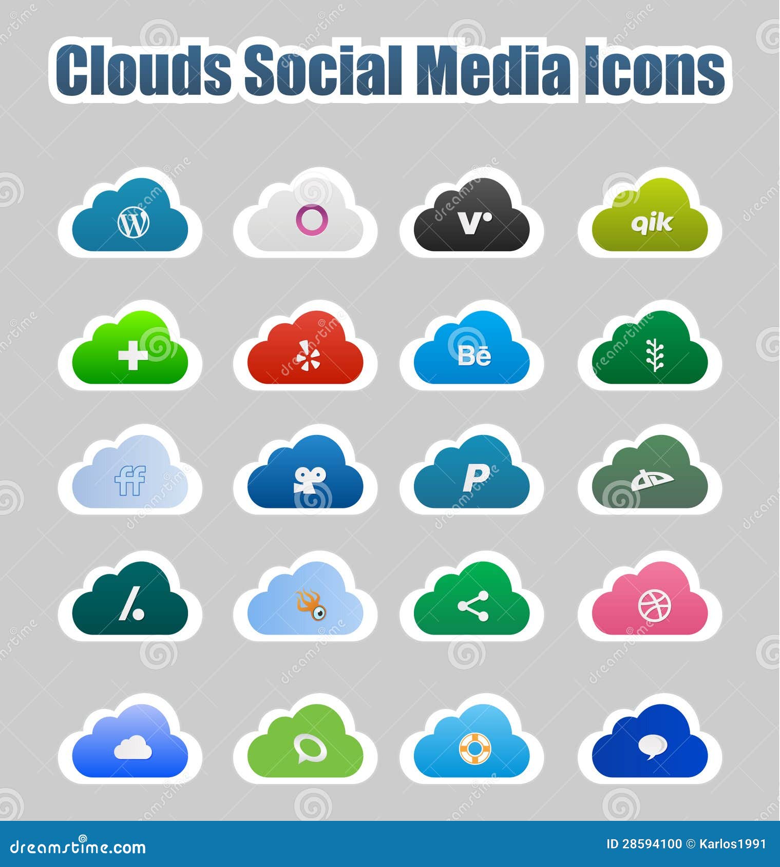 Clouds Social Media Icons 2 Editorial Image - Illustration of ...