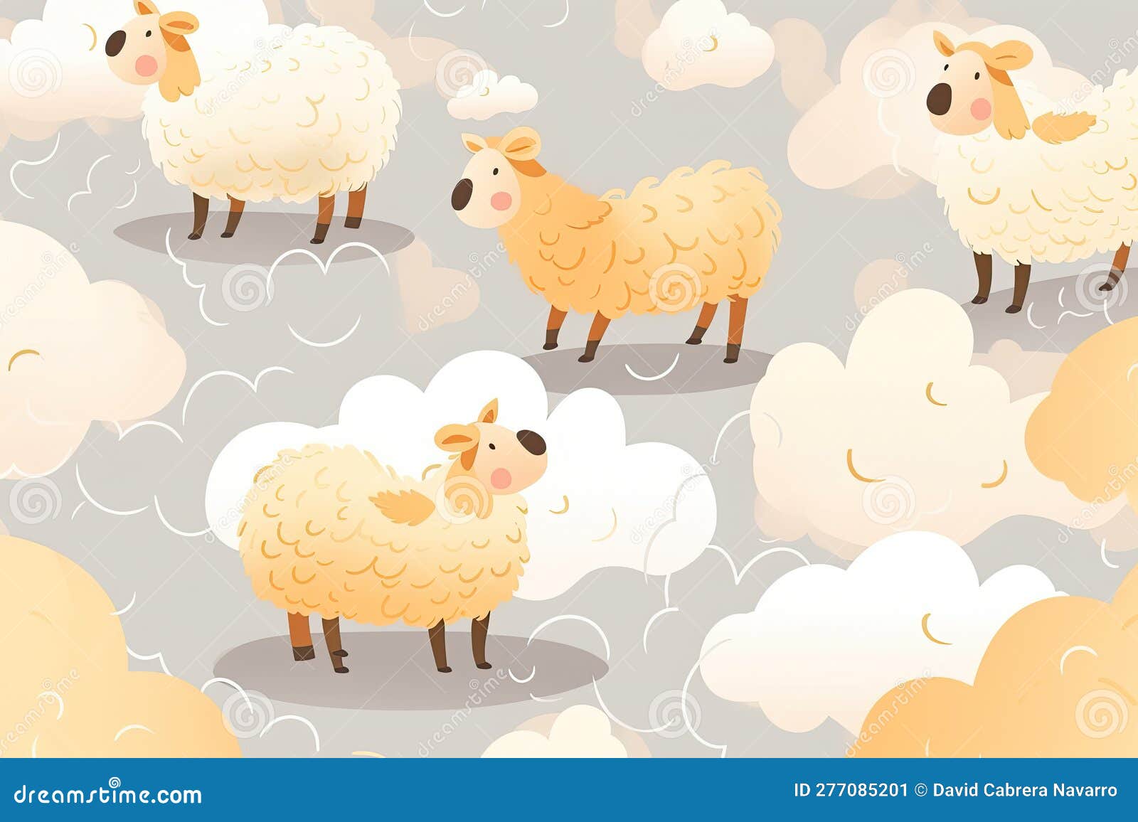 Clouds and Some Sheep Illustration. AI Generative Stock Illustration ...