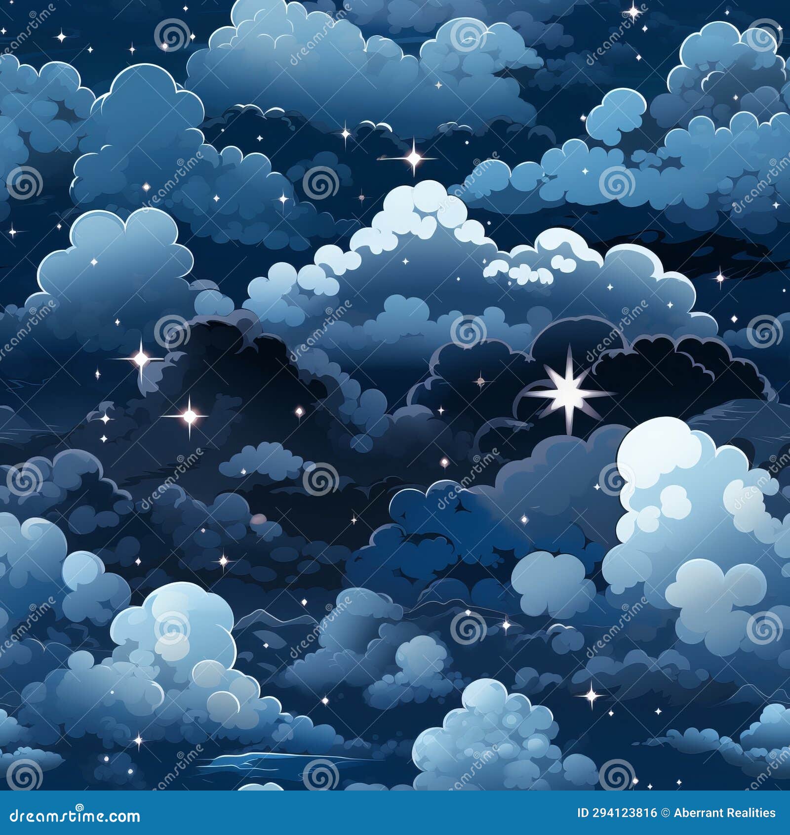 Clouds and Stars in the Night Sky Stock Photo - Image of light ...
