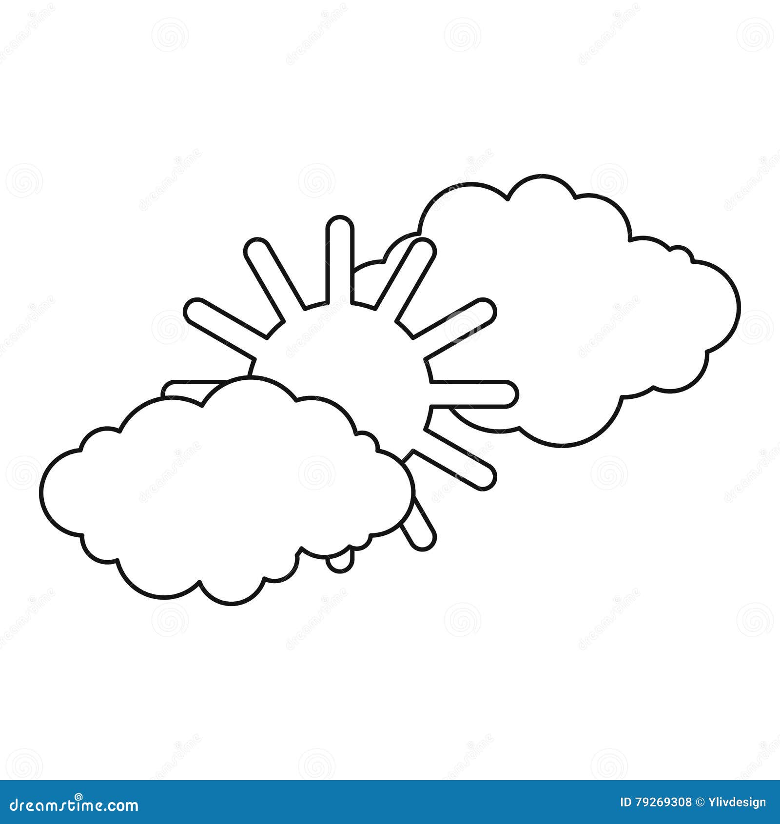 Clouds and Sun Icon, Outline Style Stock Vector - Illustration of ...