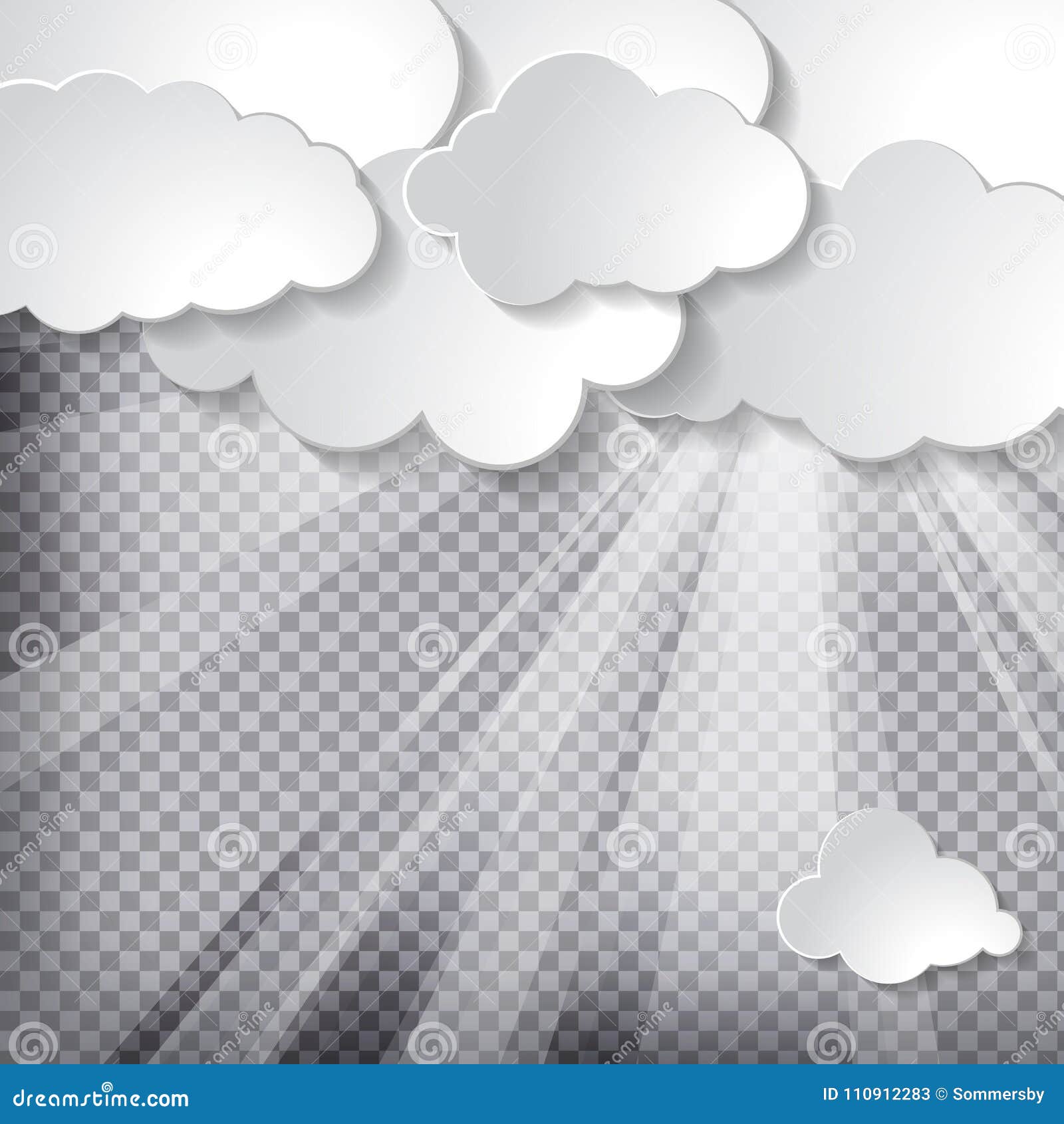 Clouds with Sun Rays on Chequered Background Stock Vector ...