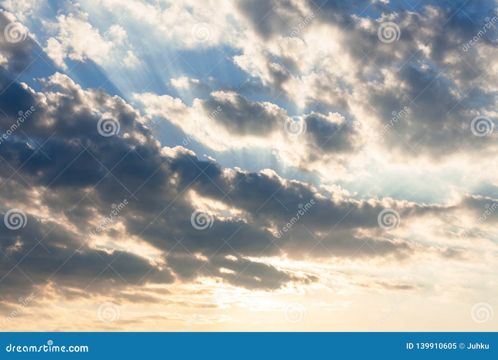 Clouds and Sunrays at Sunrise Stock Image - Image of beautiful, shine ...