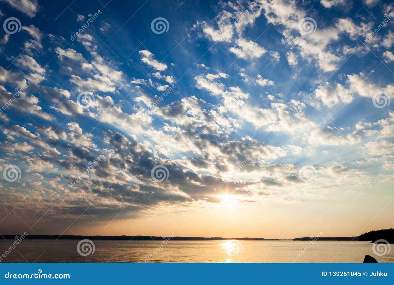 Clouds and Sunrays at Sunrise Stock Image - Image of scenic, sunny ...