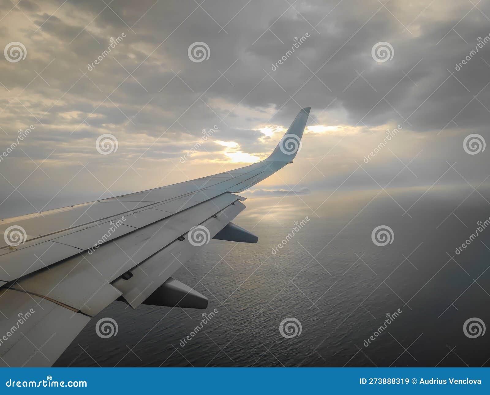 Clouds and Sunset As Seen from Airplane Window on the Wing Stock Image ...