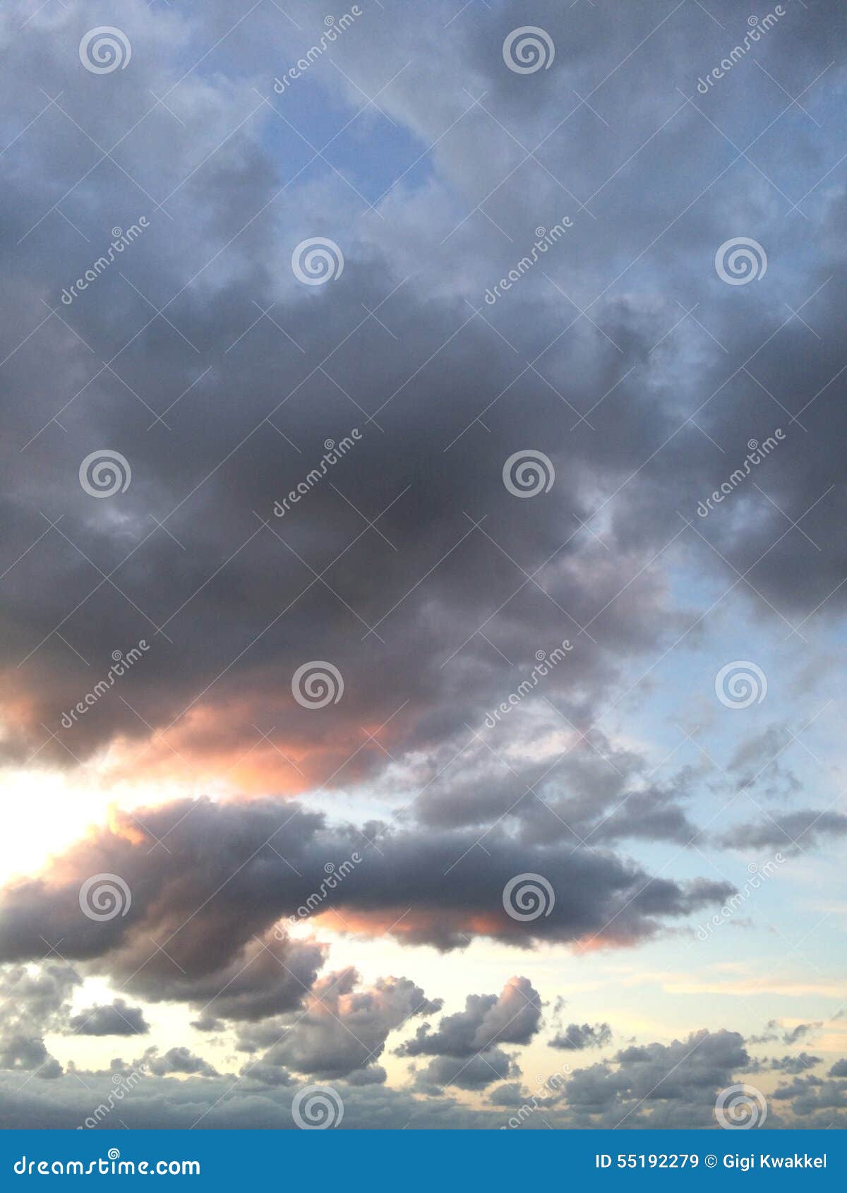 Clouds and Sunset with Grey and Orange Stock Image - Image of ...