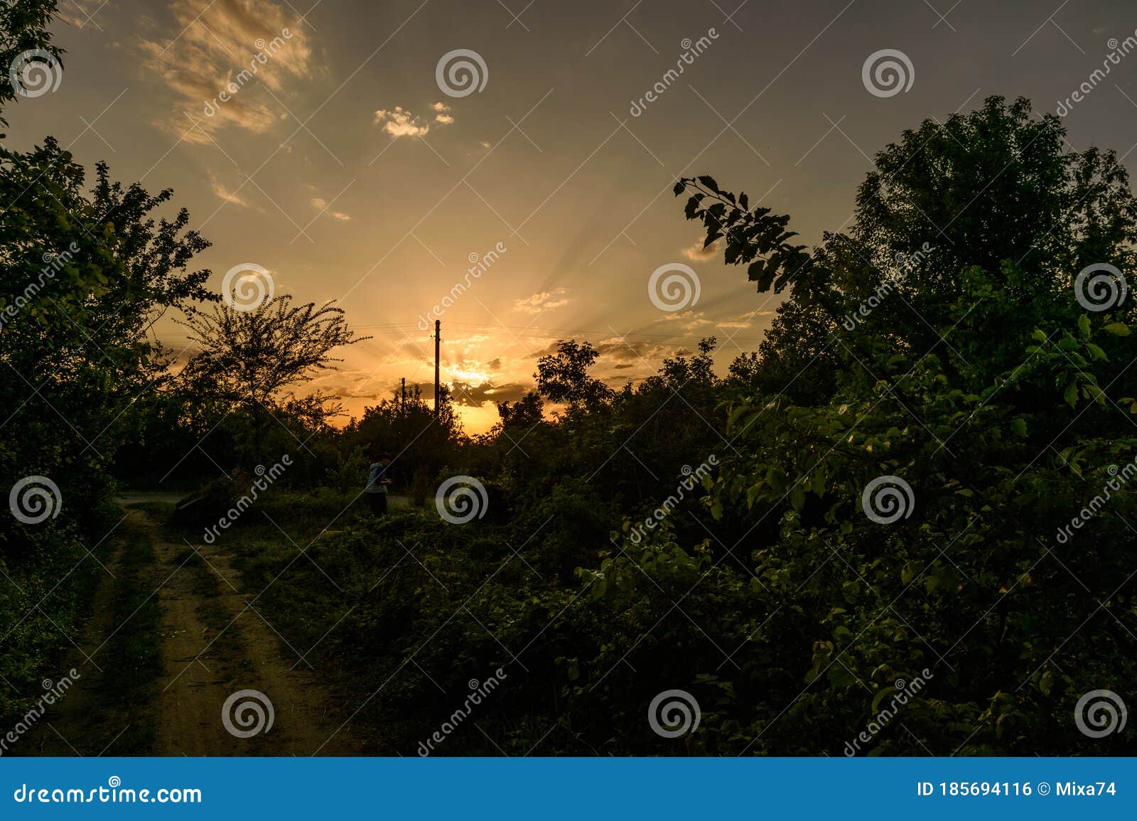 Clouds and Sunset Over the Village in Spring16 Stock Photo - Image of ...