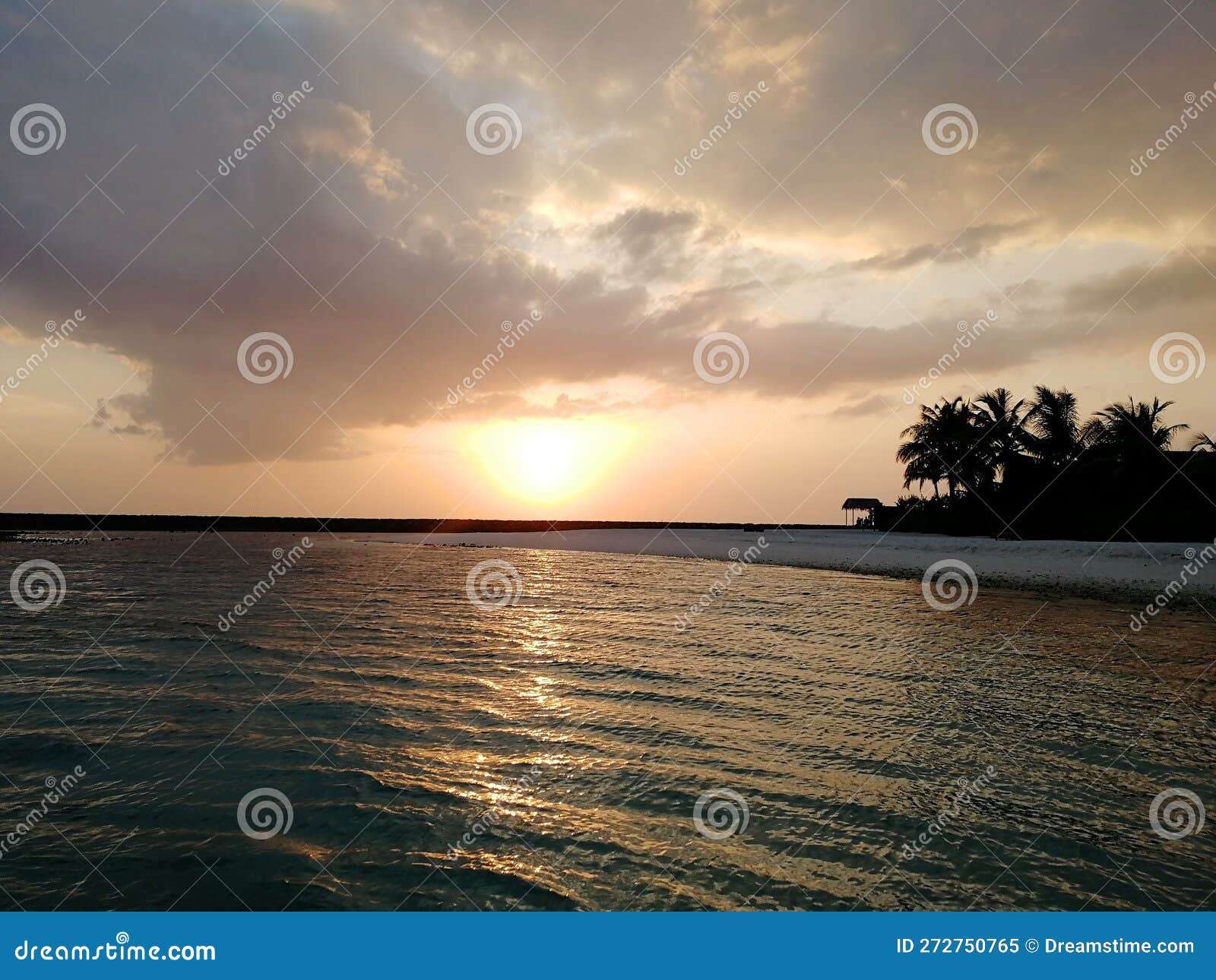 Sunset with View on a Sea and Coast Stock Image - Image of green ...