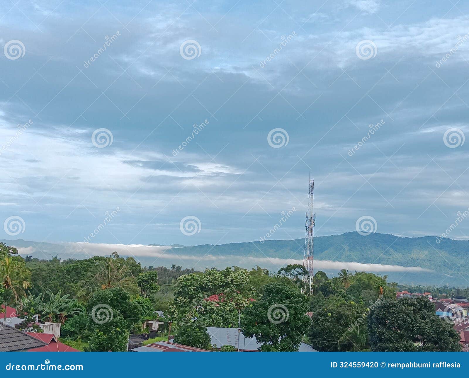Clouds Surround Beautiful Mountains and Refreshing Green Trees Stock ...