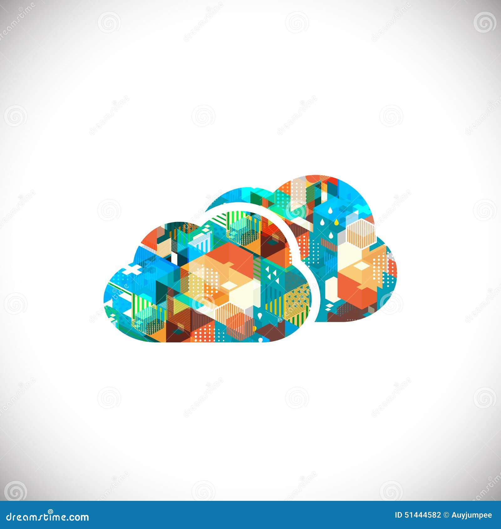 Clouds Symbol with Abstract Geometric Graphic Style Isolated on White ...