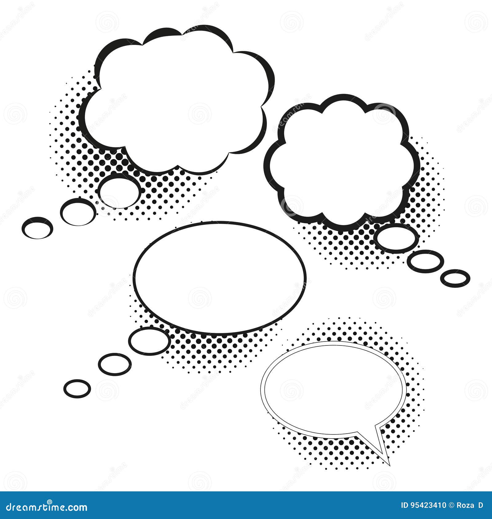 Clouds of Thoughts 2, Halftone Stock Vector - Illustration of frame ...