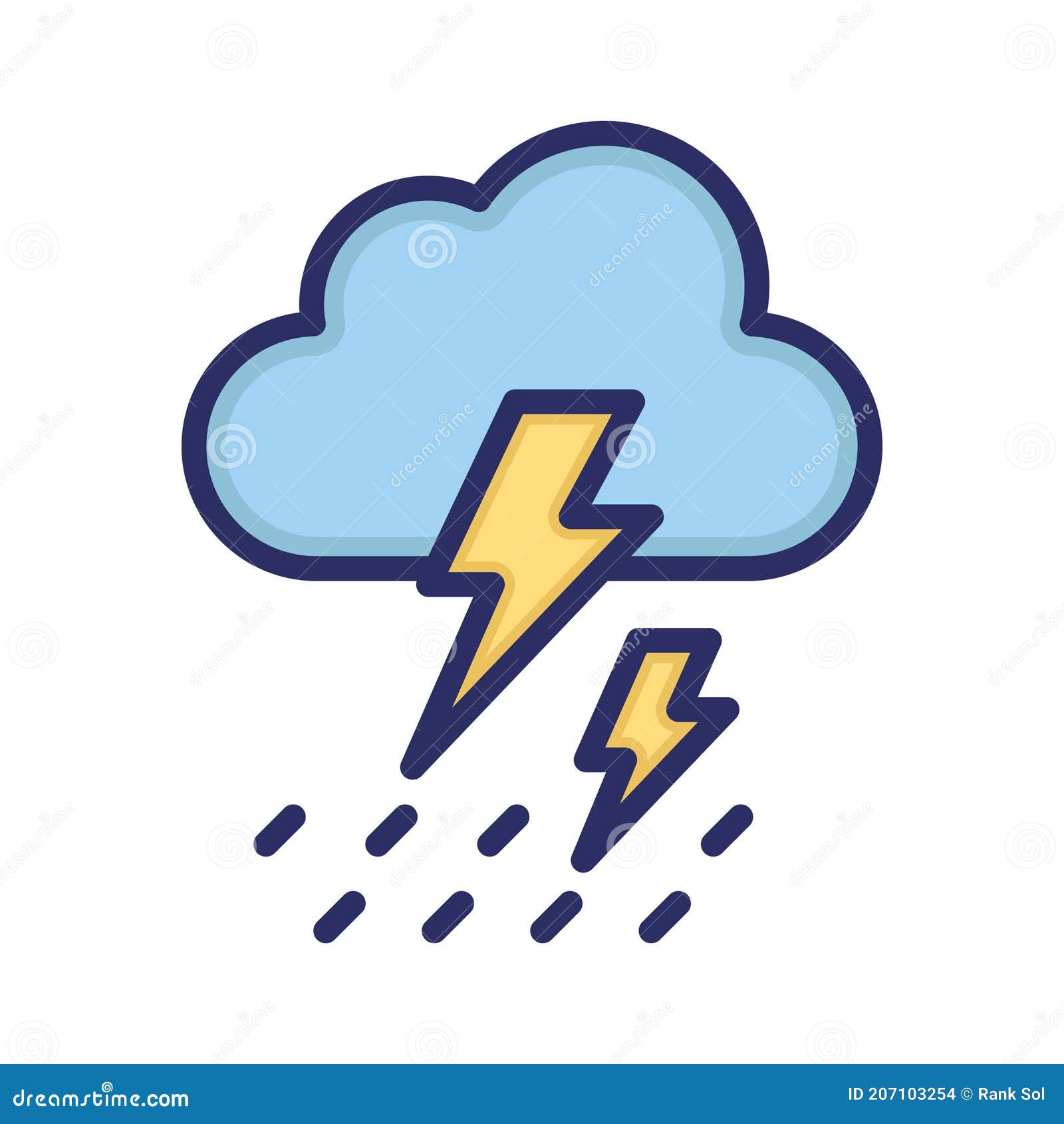 Clouds, Thunder, Rain, Weather Fully Editable Vector Icon Stock ...