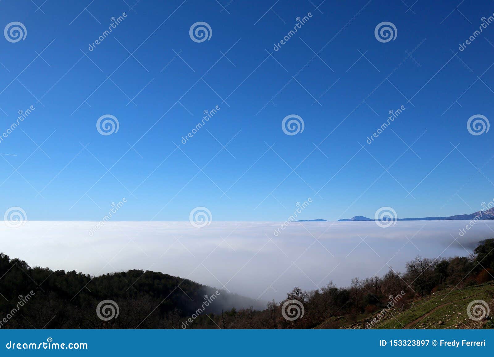 Clouds Touching the Ground in the Middle of the Mountain Stock Image ...
