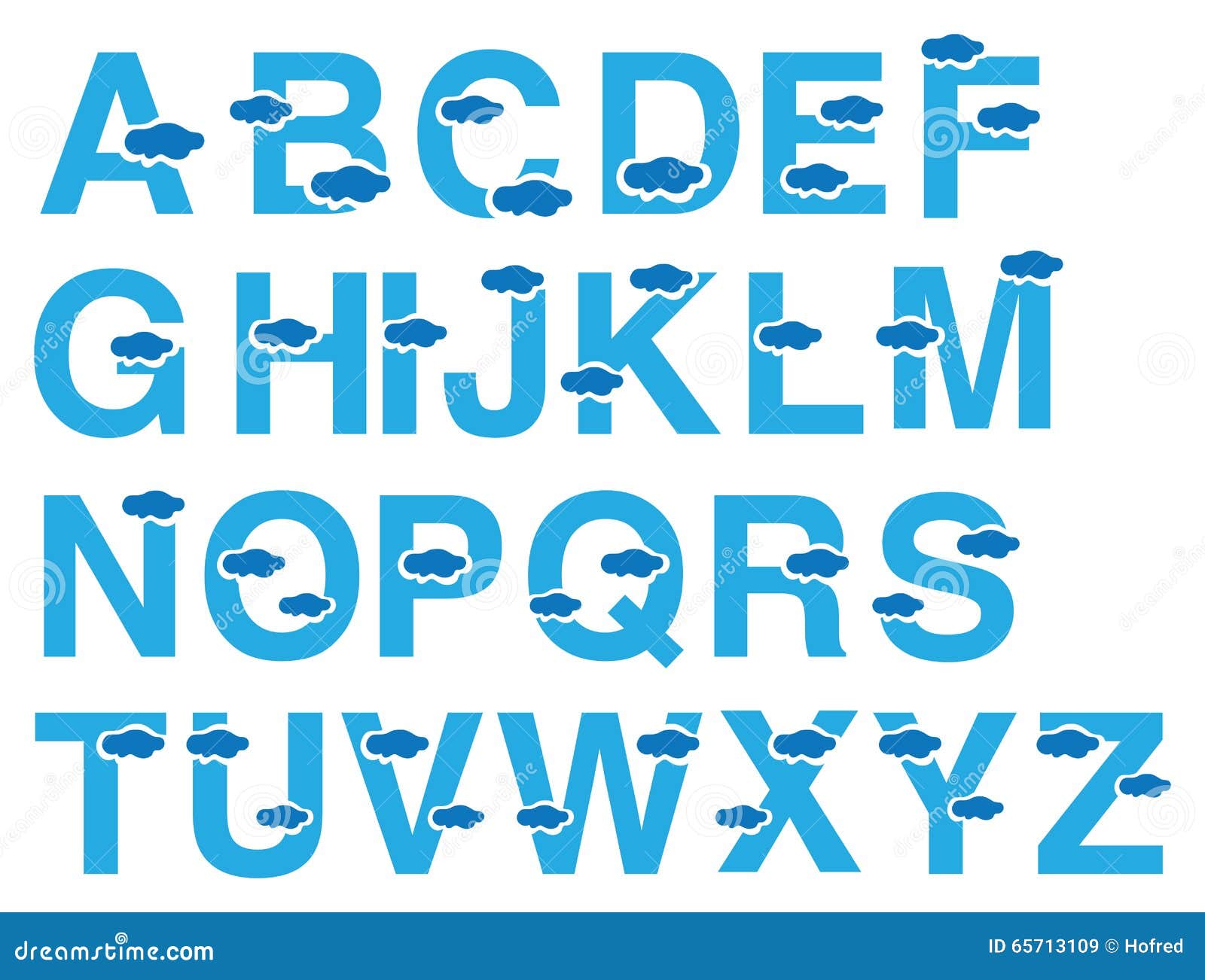 Clouds Vector Font Design stock vector. Illustration of elementary ...