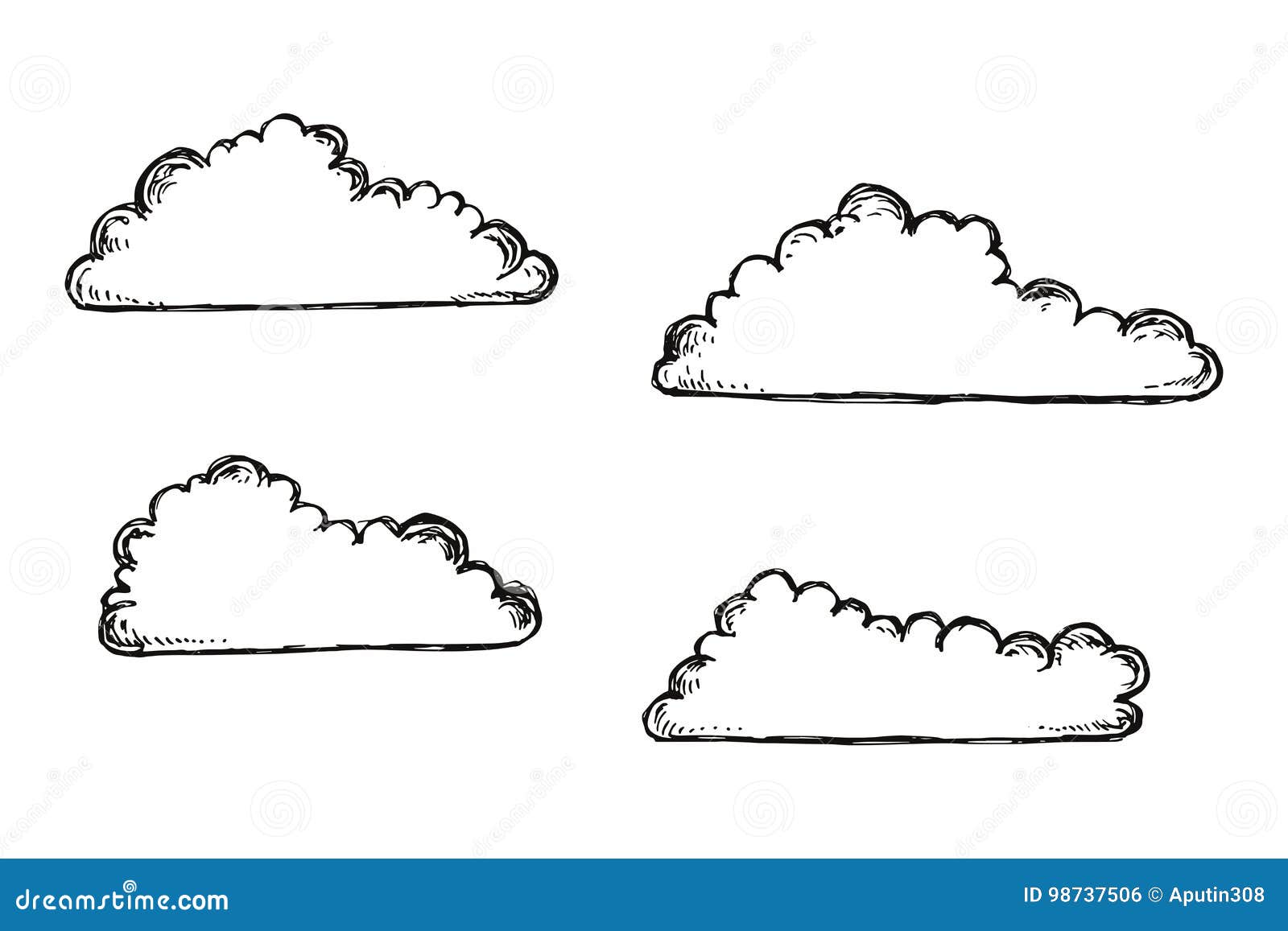 Clouds Vector. Hand Drawing Isolated Stock Vector - Illustration of ...