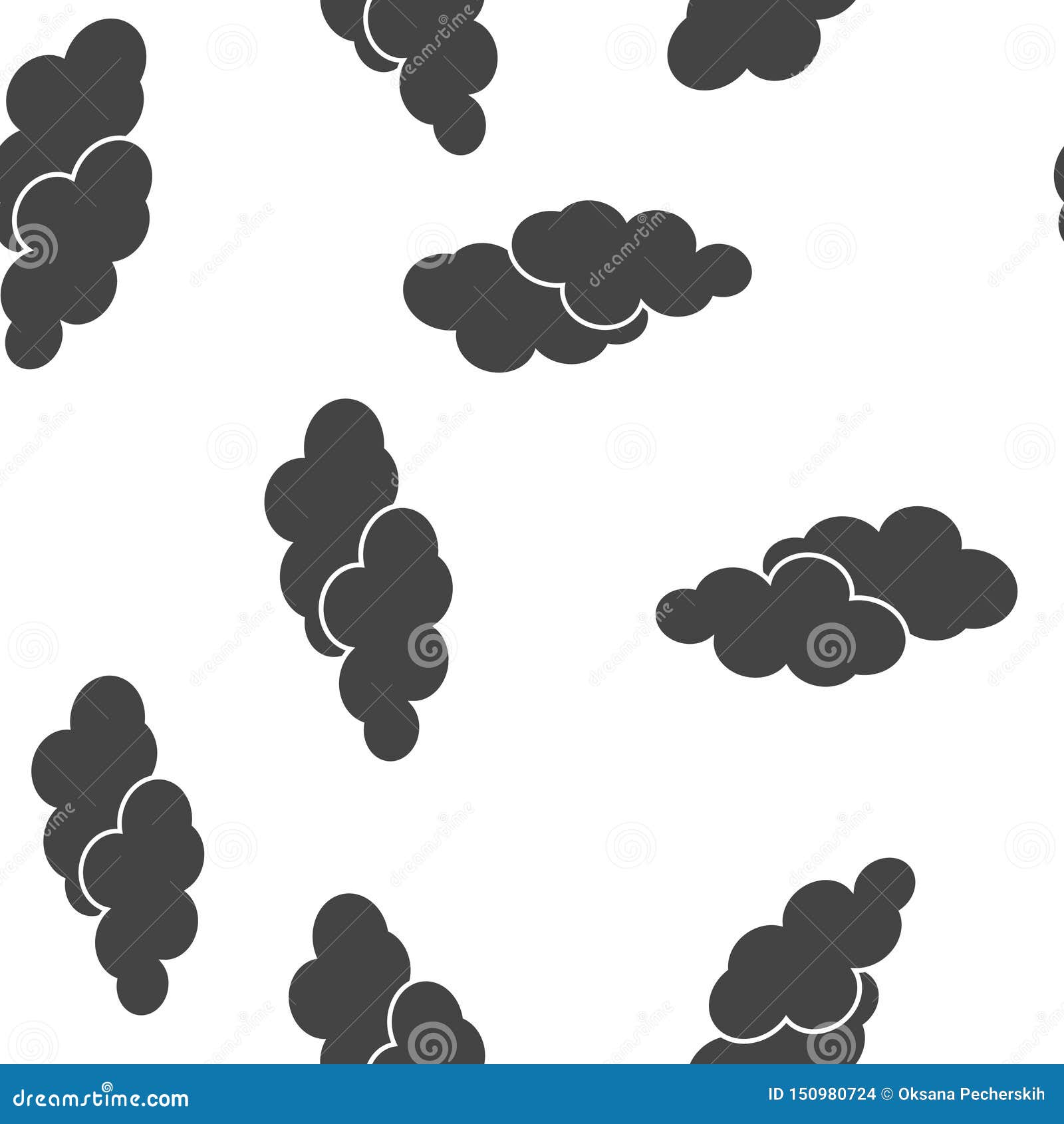 Clouds Vector Icon. a Symbol of the Sky Seamless Pattern on a White ...