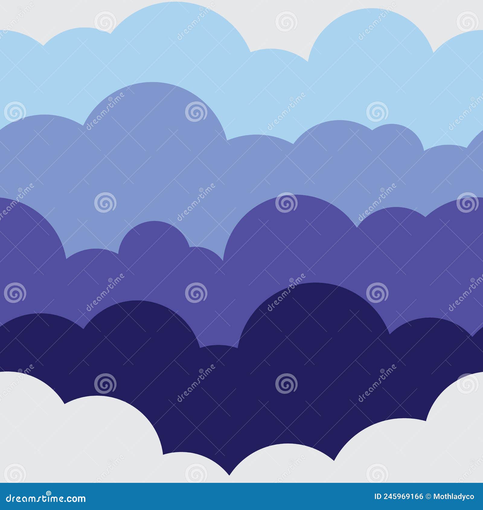 Clouds Vector Pattern, Blue Cloud Design, Seamless Repeat Stock Vector ...