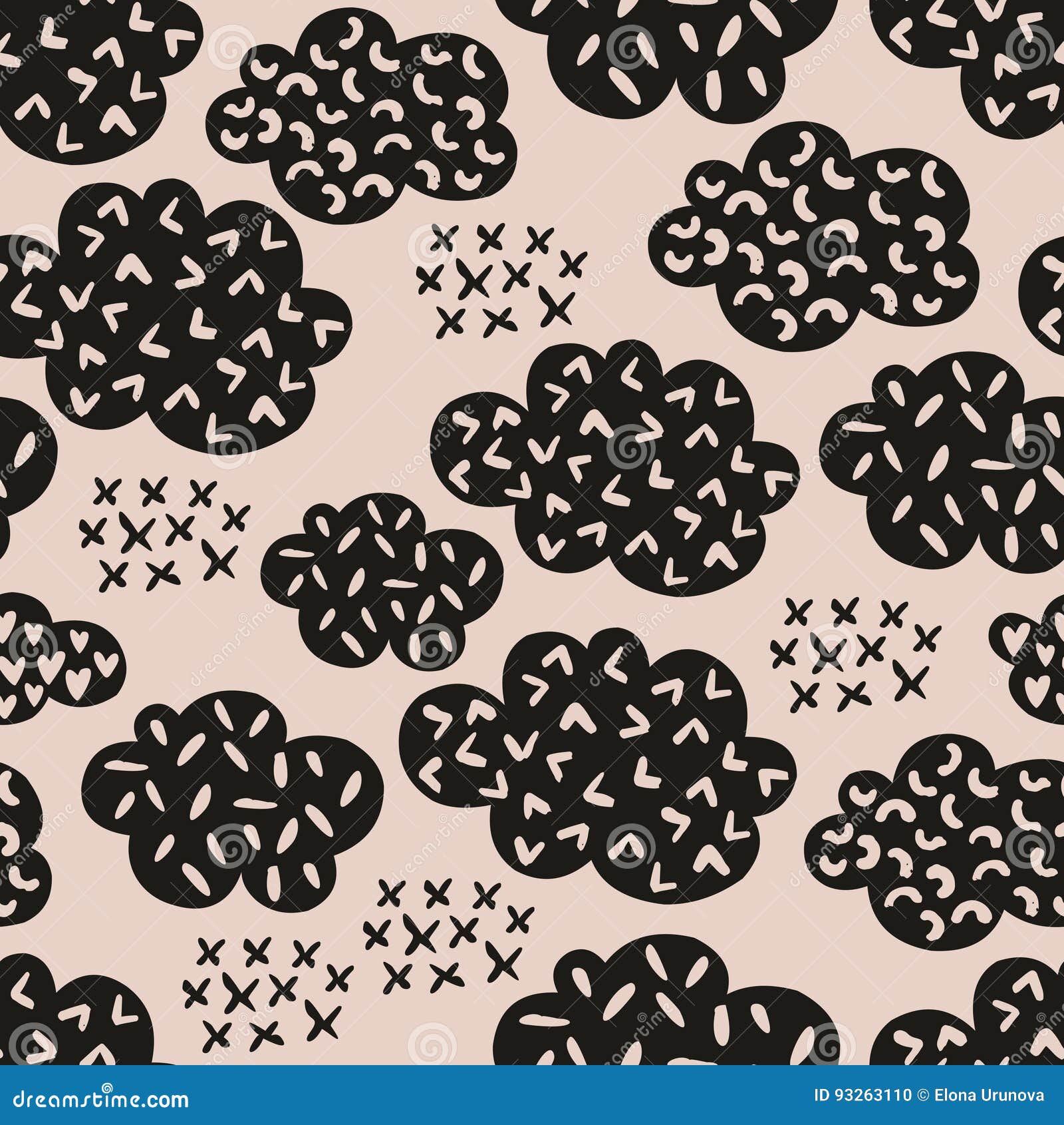 Clouds. Vector Seamless Stylized Pattern with Clouds for Design and ...