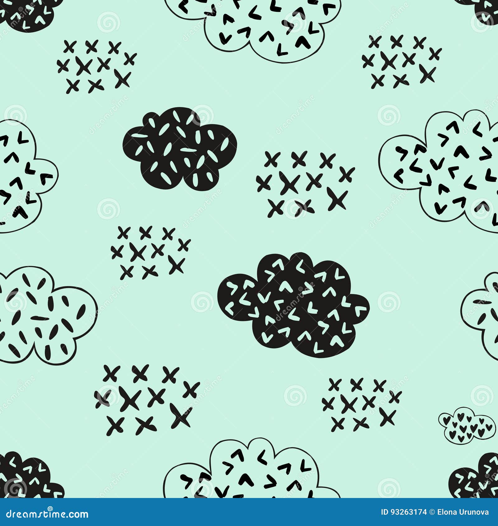 Clouds. Vector Seamless Stylized Pattern with Clouds for Design and ...
