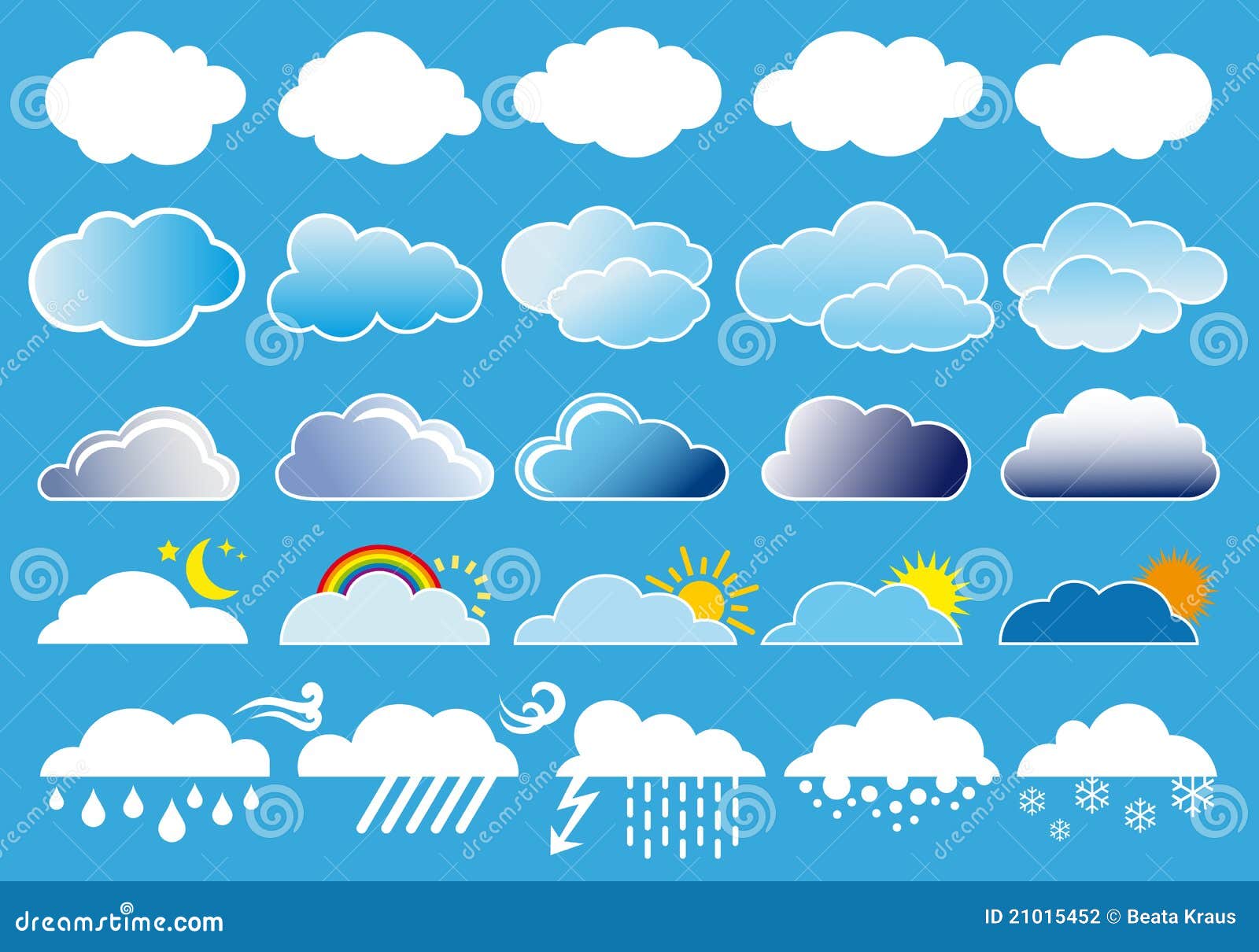 Clouds and Weather Symbols, Vector Stock Vector - Illustration of drop ...