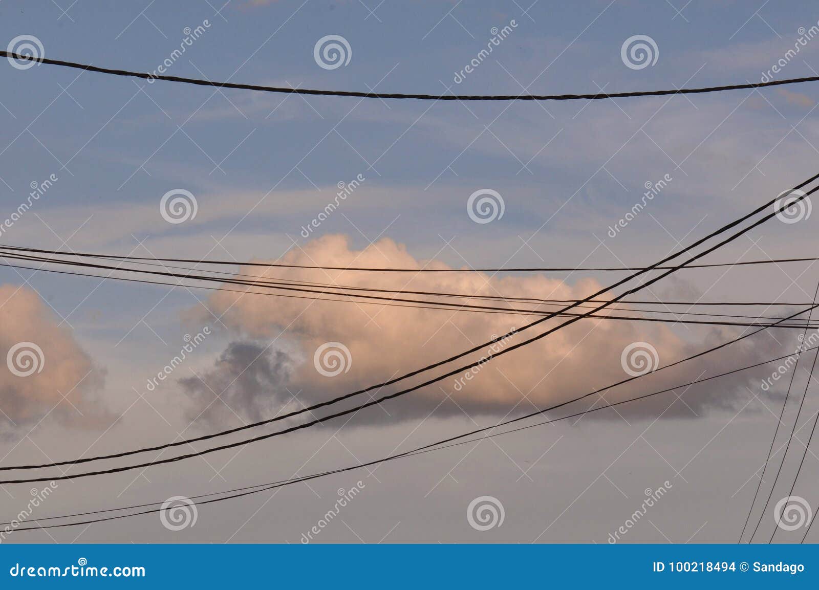 Clouds with wire stock photo. Image of overcast, clear - 100218494